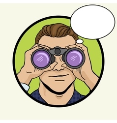 Cartoon man looking through binoculars vector by KenBenner - Image ...