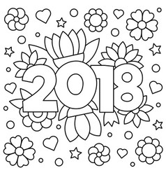 Happy new year coloring page Royalty Free Vector Image