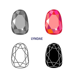 Low poly colored black outline template gems cut Vector Image