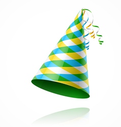 Realistic party hat with a rainbow pattern Vector Image