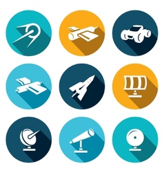 Physics and astronomy icons set Royalty Free Vector Image