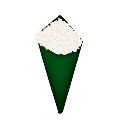 Pink tobiko temaki with cucumber and carrot Vector Image