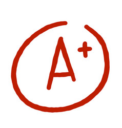 A plus red grade mark school test Royalty Free Vector Image