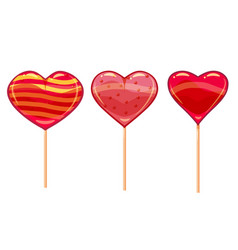 Heart shaped lollipop dessert icon on stick sweet Vector Image