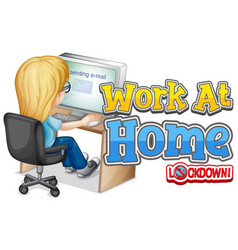 Font design for work from home with boy working Vector Image