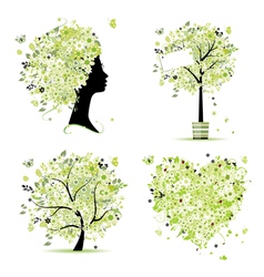 Set of colorful season tree icons Royalty Free Vector Image