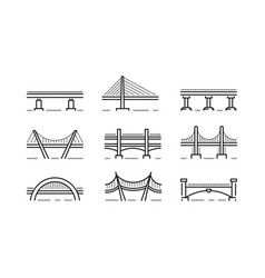 Bridge icons set flat style Royalty Free Vector Image