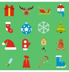 Set of holiday christmas icons in flat style Vector Image