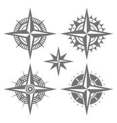 Black wind rose icon set Royalty Free Vector Image