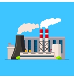 Factory building red icon in the flat style Vector Image