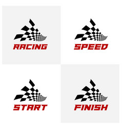 Racing flags with wreath and ribbon text Vector Image