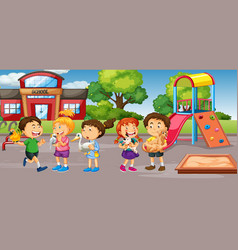 Children playing at school Royalty Free Vector Image