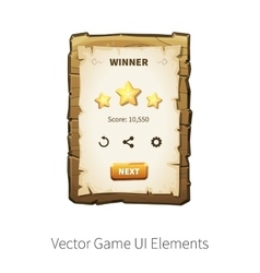 Winter game ui wooden buttons with snow Royalty Free Vector