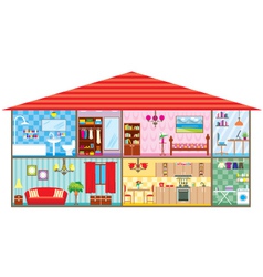 Cartoon multistorey house in cross section Vector Image