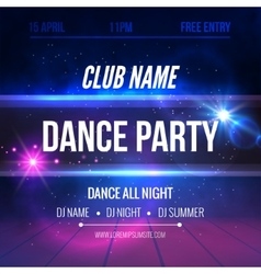 Dance party poster background template with glow Vector Image