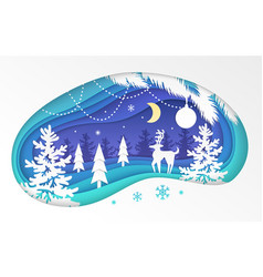 Winter layered paper art style Royalty Free Vector Image