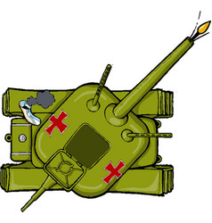 Front view a fun army tank Royalty Free Vector Image