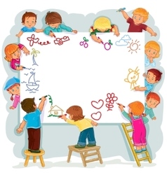 School poster with young children in carnival Vector Image