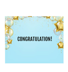 Congratulation border with golden balloons Vector Image