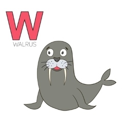 Cartoon whale with alphabet w Royalty Free Vector Image