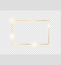 Golden frame in rectangle shape with light effect Vector Image