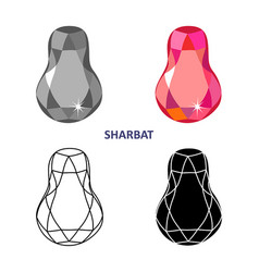 Low poly colored black outline template gems cut Vector Image