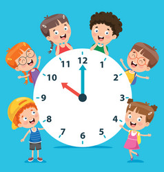 Children holding a clock Royalty Free Vector Image