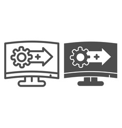 Computer line icon set device symbols collection Vector Image