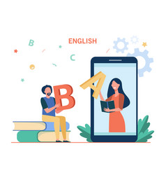 Students learning english language online Vector Image