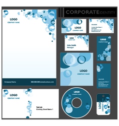 Professional blue branding design kit with cubes Vector Image