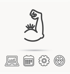 Biceps muscle icon bodybuilder strong arm sign Vector Image