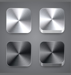 Red glass 3d buttons with chrome frame on metal Vector Image