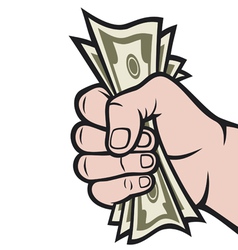 Human hand with cash bag Royalty Free Vector Image