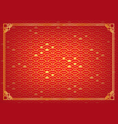 Red chinese square abstract background with golden