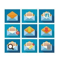 Mail icons set envelope sign color email Vector Image