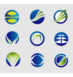 Blue logo elements in a round container Royalty Free Vector