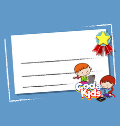 Paper template with happy children Royalty Free Vector Image