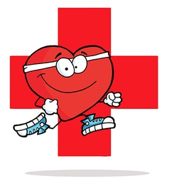 Cartoon red heart lifting weight Royalty Free Vector Image