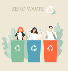 Waste sorting orange trash can with sorted Vector Image
