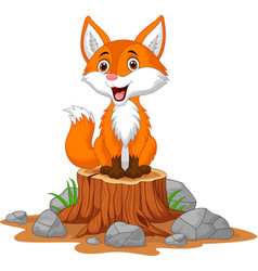 Cartoon happy fox isolated on white background Vector Image