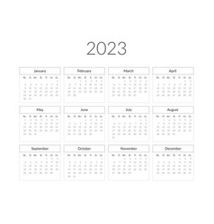 Annual calendar template week starts on sunday Vector Image