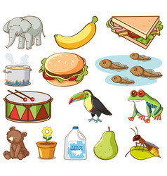 Large set different objects Royalty Free Vector Image