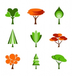 Colored hand drawn tree icons Royalty Free Vector Image
