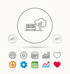 Public park icon tree with bench sign Royalty Free Vector