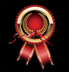 Red badge with ribbon Royalty Free Vector Image