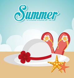 Beach vacation poster banner woman sunbathing Vector Image