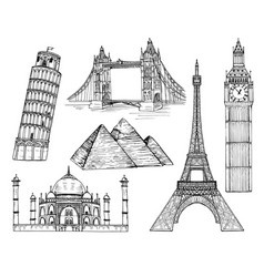World landmarks eiffel tower statue of liberty Vector Image