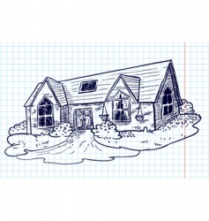 Snow castle drawing fantasy house Royalty Free Vector Image
