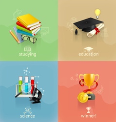 School and education 3d icon set Royalty Free Vector Image