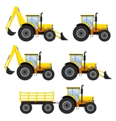 Blue tracktor and bulldozer Royalty Free Vector Image